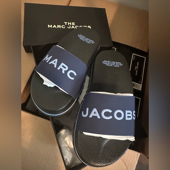 Marc Jacobs | Shoes | New Marc Jacobs Slides The Slide Sandals Logo ...